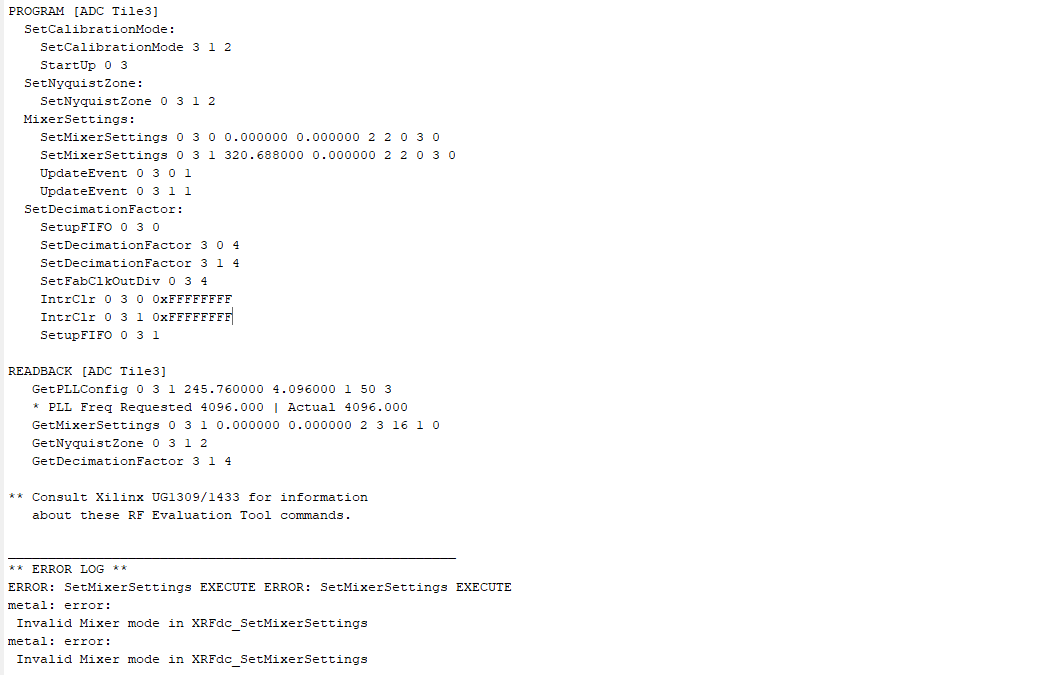 AVNET Xilinx RFSoC Gen1 Kit for LTE: Invalid Mixer mode in XRFdc_SetMixerSettings - element14 ...