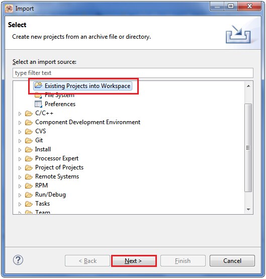 Getting Started With Frdm Kw40z Nxp Freedom Development Platform Importing Existing Project
